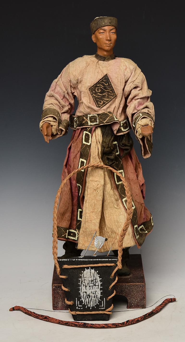 Early 20th Century, Chinese Wooden Standing Manchu Man For Sale at 1stDibs