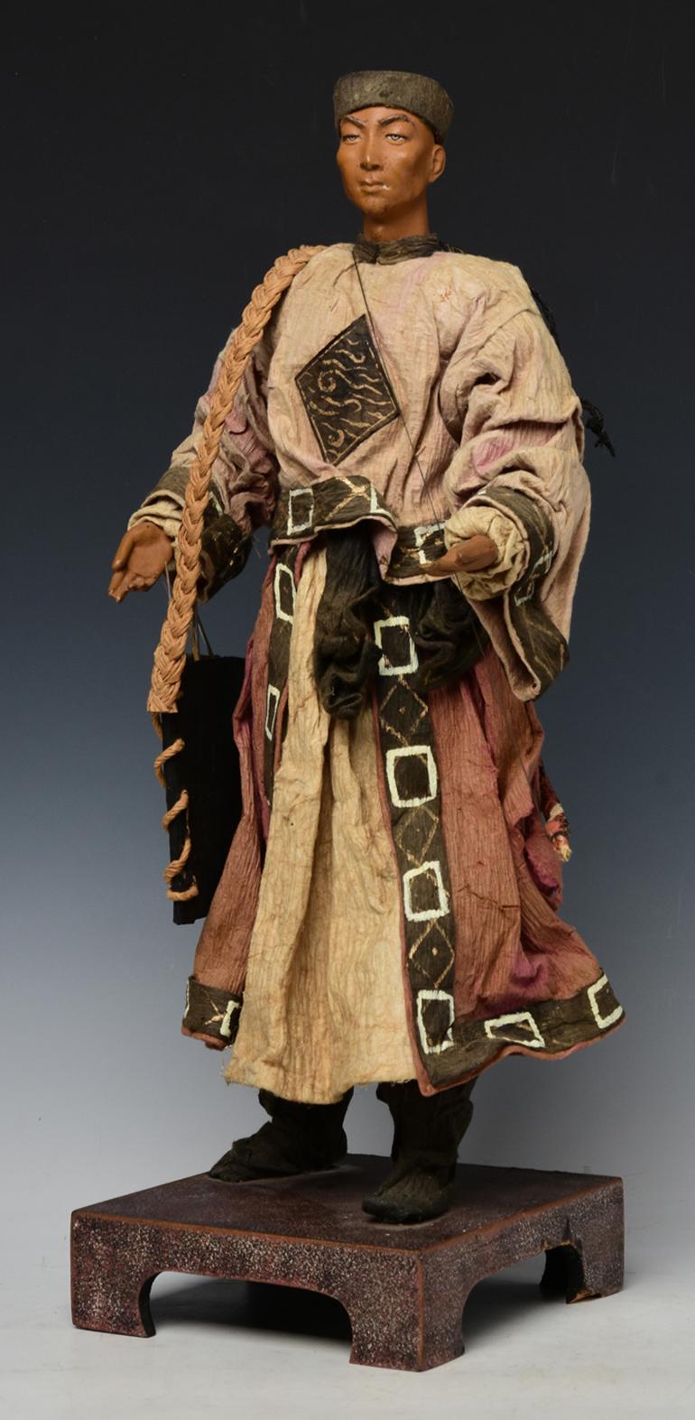 Early 20th Century, Chinese Wooden Standing Manchu Man For Sale at 1stDibs