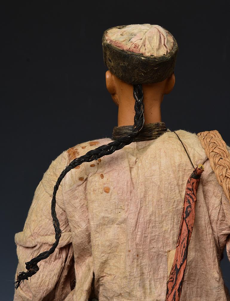 Early 20th Century, Chinese Wooden Standing Manchu Man For Sale at 1stDibs