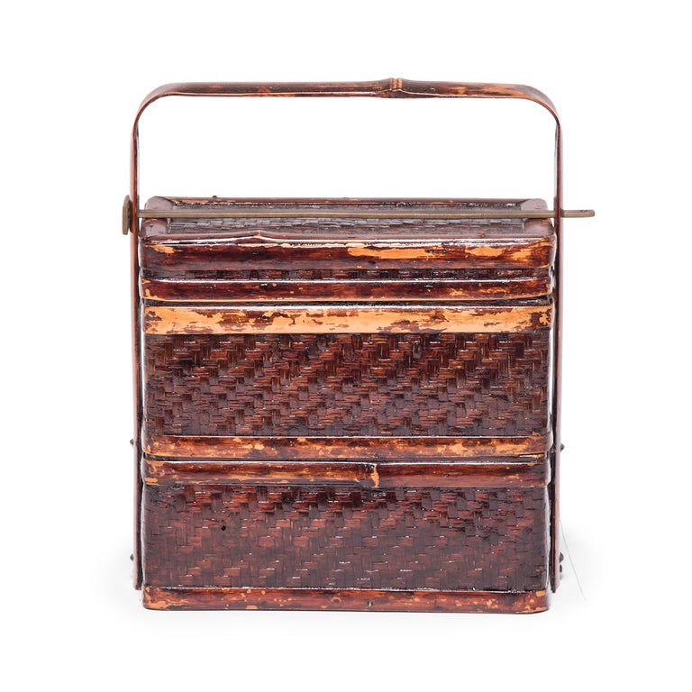 Early 20th Century Chinese Woven Bamboo Stacking Box at 1stDibs