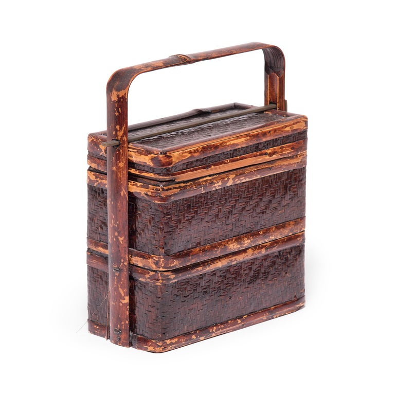Early 20th Century Chinese Woven Bamboo Stacking Box at 1stDibs