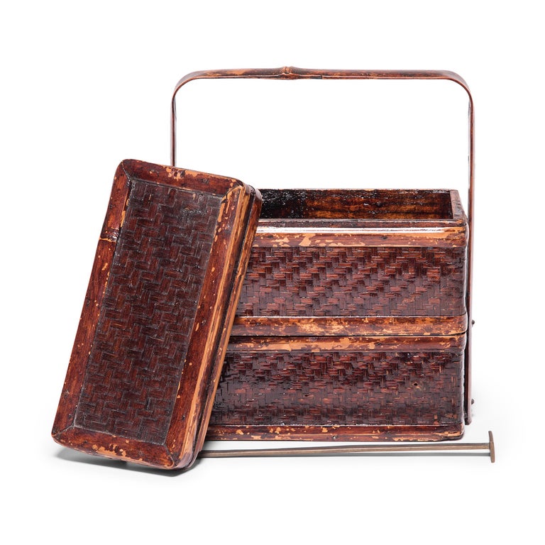 Early 20th Century Chinese Woven Bamboo Stacking Box at 1stDibs
