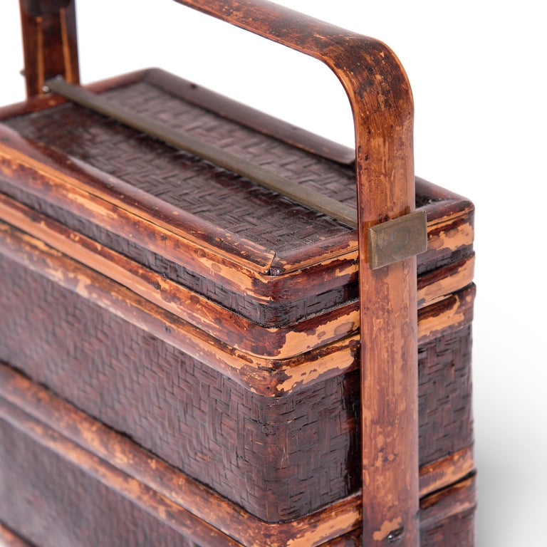Early 20th Century Chinese Woven Bamboo Stacking Box at 1stDibs