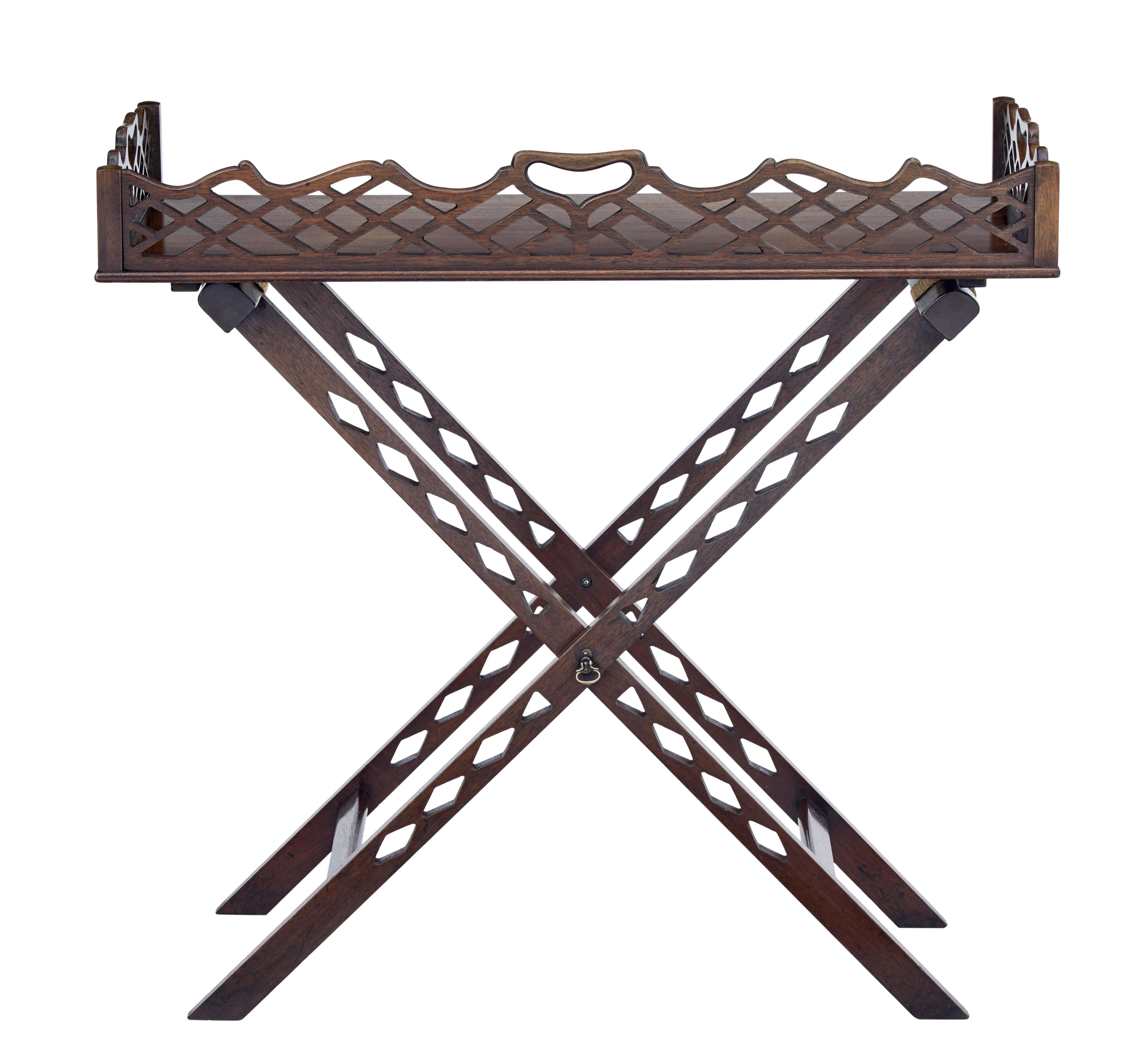 Early 20th Century Chippendale Revival Mahogany Butlers Tray Table at ...