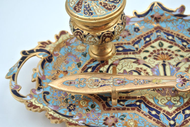 Early 20th Century Cloisonné Bronze Desk Set in Napoleon III Style For ...