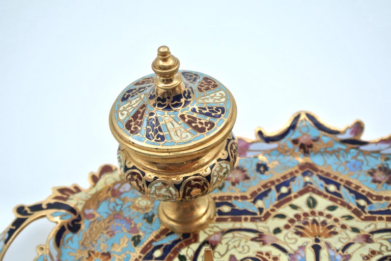 Early 20th Century Cloisonné Bronze Desk Set in Napoleon III Style For ...