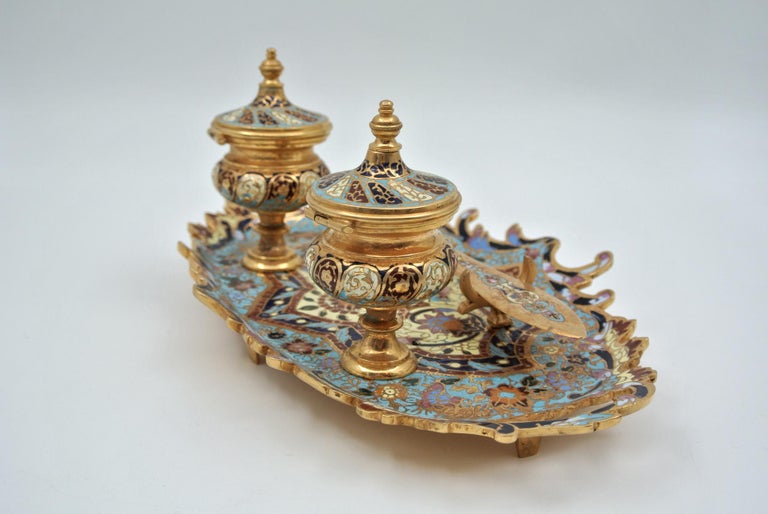 Early 20th Century Cloisonné Bronze Desk Set in Napoleon III Style For ...