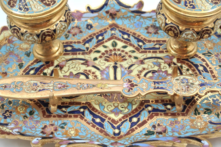 Early 20th Century Cloisonné Bronze Desk Set in Napoleon III Style For ...