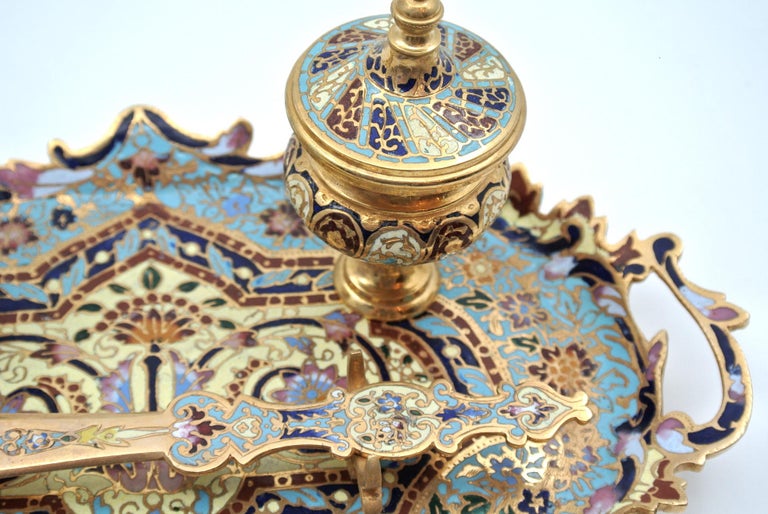 Early 20th Century Cloisonné Bronze Desk Set in Napoleon III Style For ...