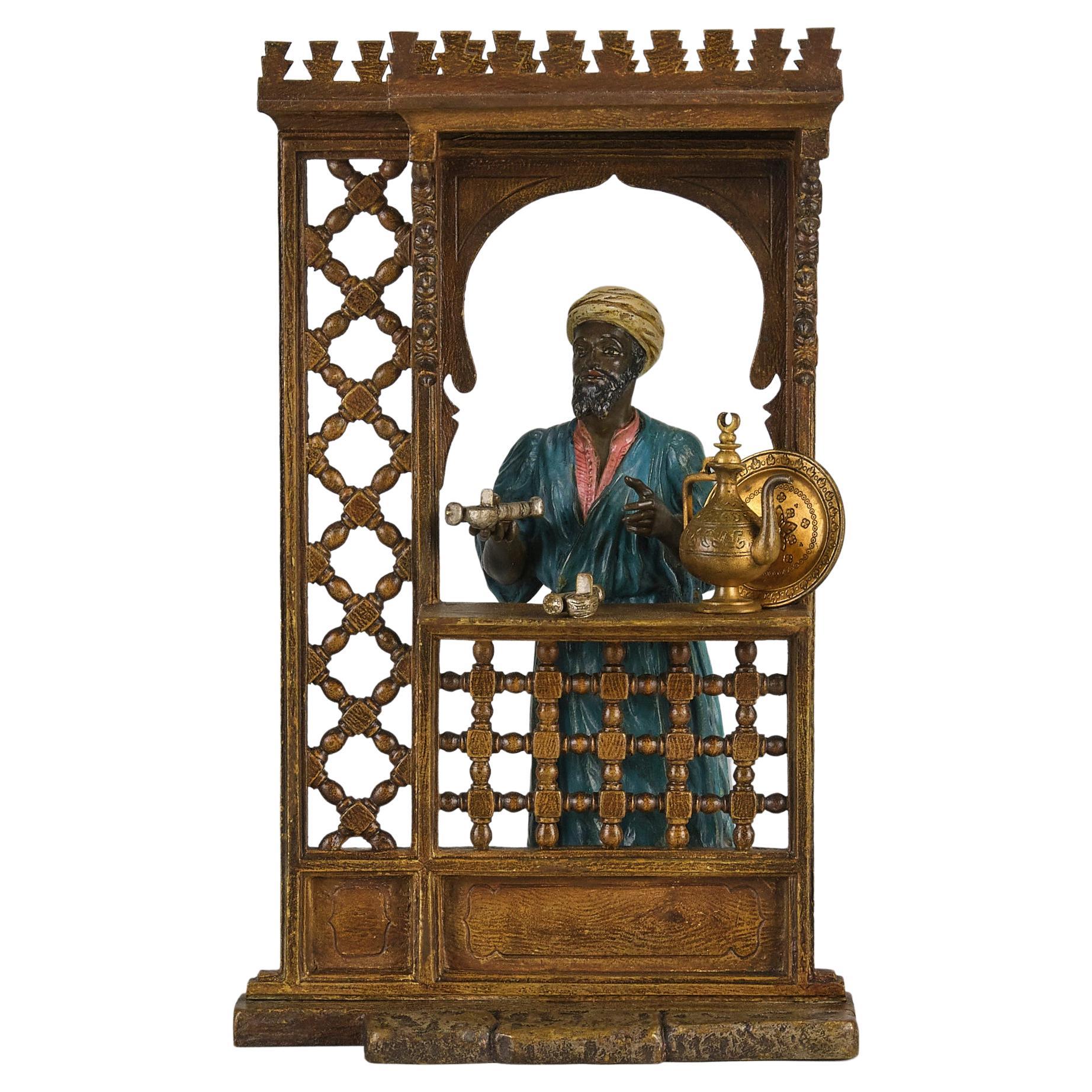 Early 20th Century Cold-Painted Bronze entitled "Arab Trader" by Franz ...