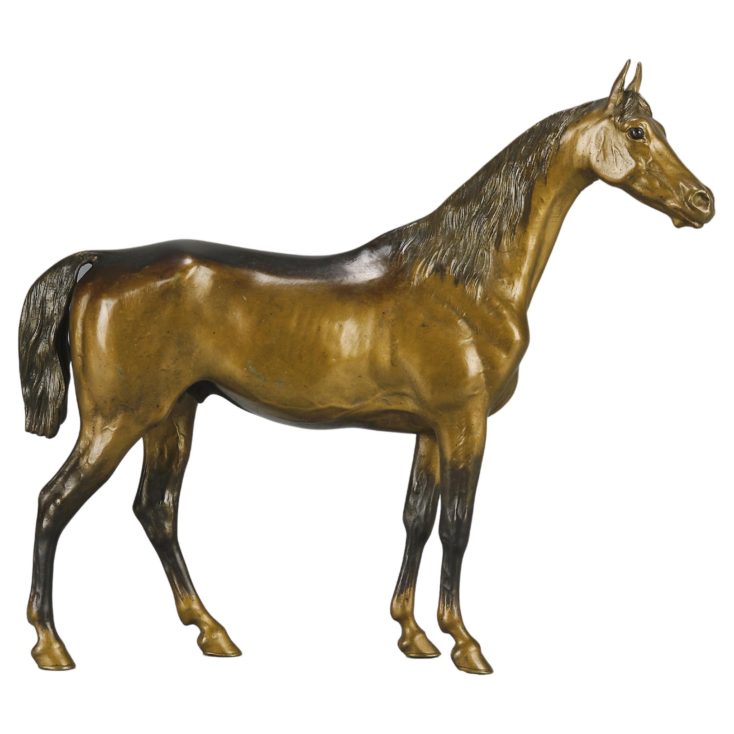 Early 20th Century Austrian Bronze Standing Horse by Ferdinand Lugerth ...