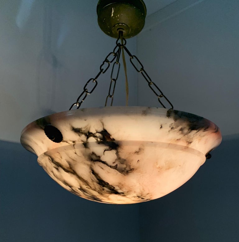 Early 20th Century and Colorful Art Deco Alabaster Pendant Light ...