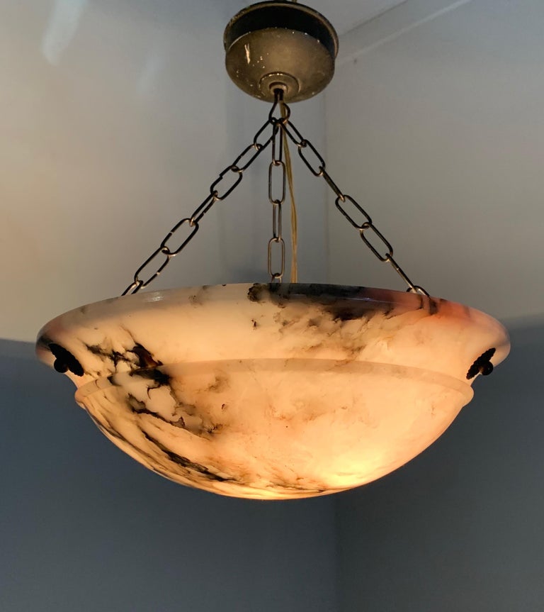 Early 20th Century and Colorful Art Deco Alabaster Pendant Light ...