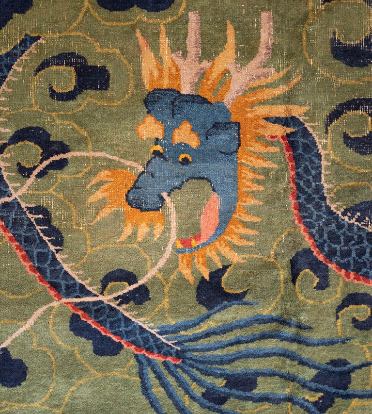 Early 20th Century Colorful Handwoven Wool Chinese Rug For Sale at 1stDibs