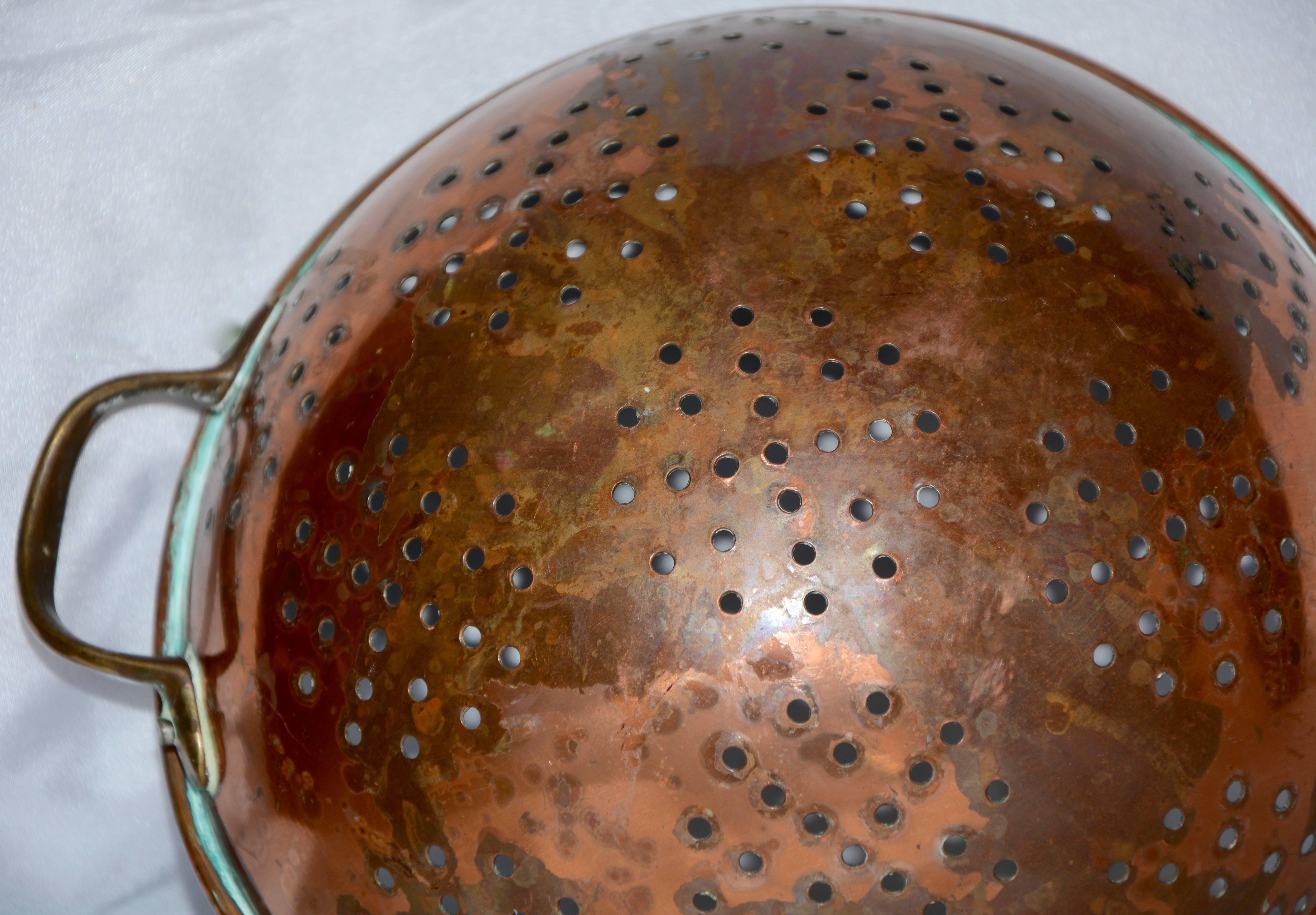 Copper Colander with Brass Handle, 20th Century at 1stDibs