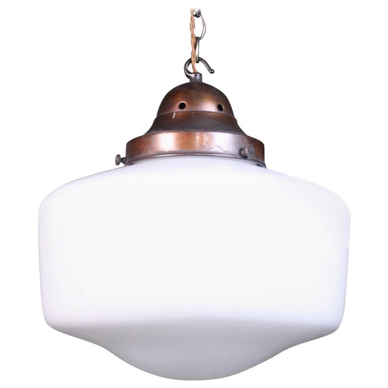Early 20th Century Copper and Opaline Glass Opticians Pendant Light at ...