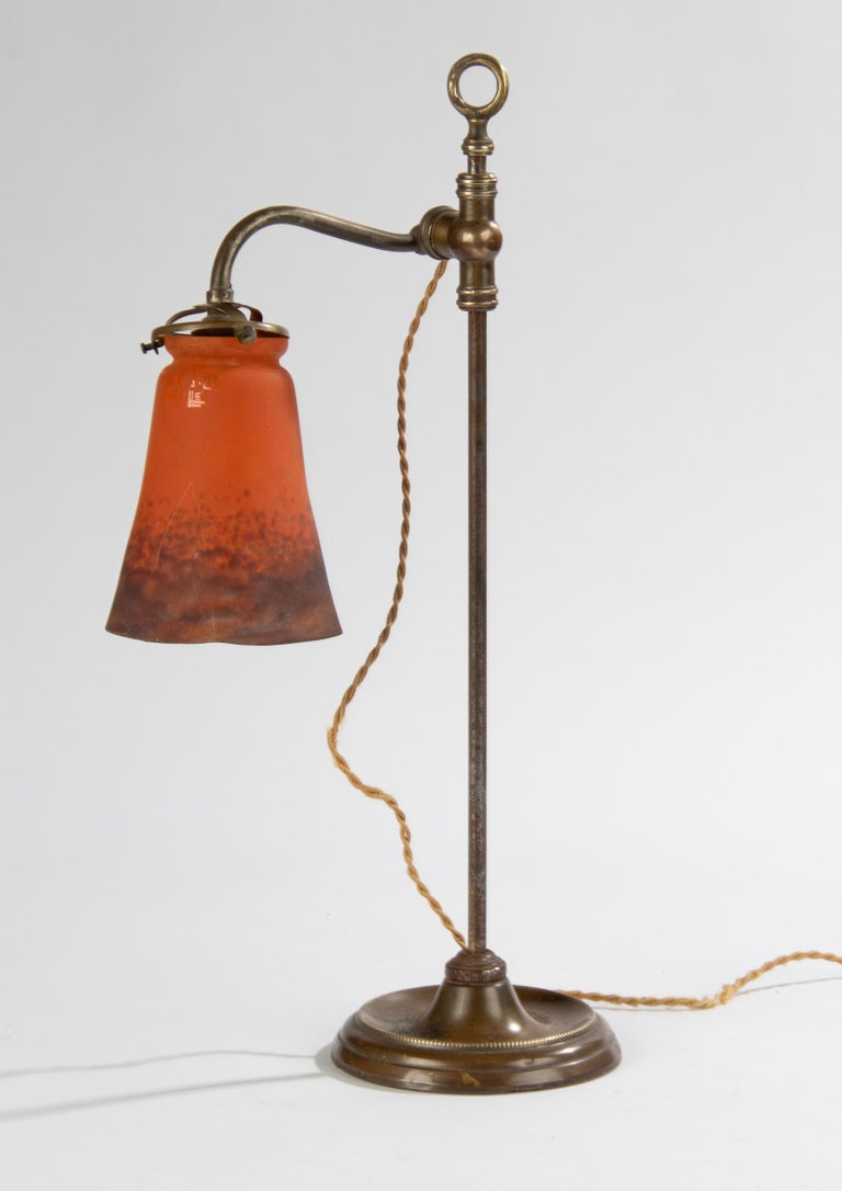 Early 20th Century Copper Table lamp with Paste Glass Muller Frères ...