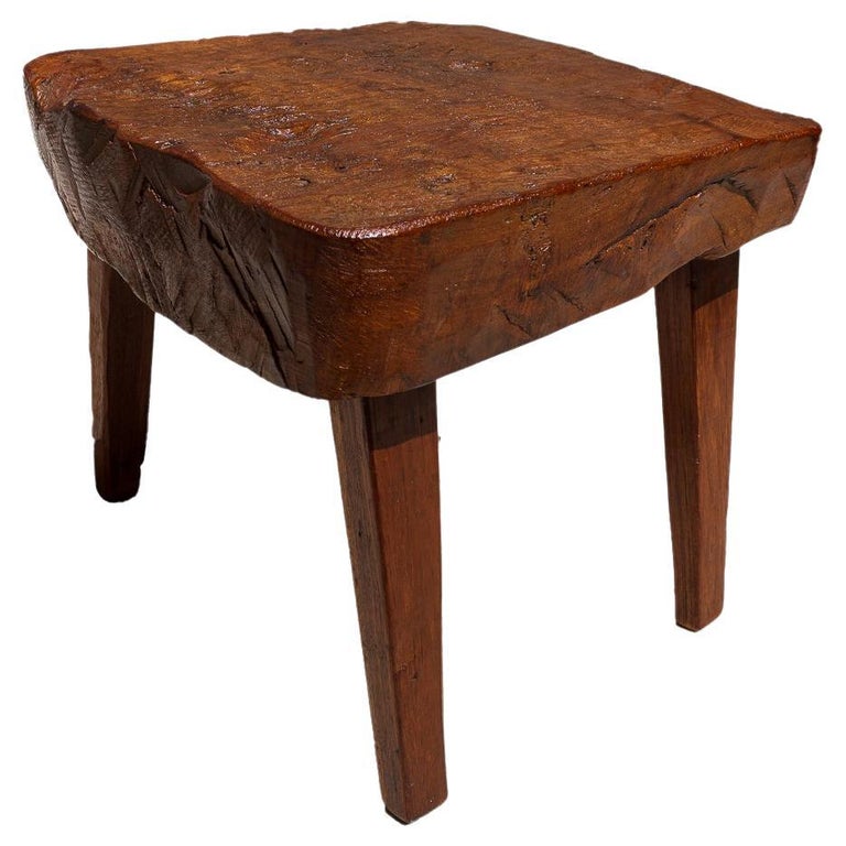 Early 20th Century Craft Studio Live Edge Elmwood Slabbed Footstool For ...