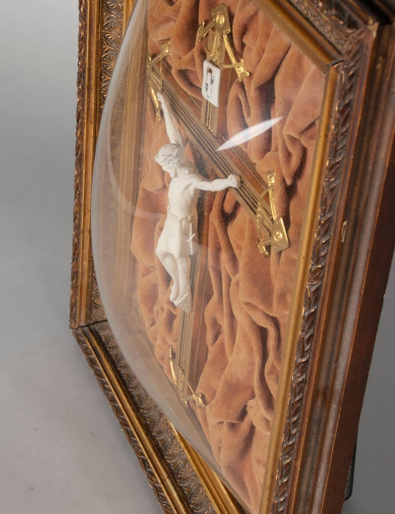 Early 20th Century Crusifix in Wooden Gilt Frame with Convex Glass at ...