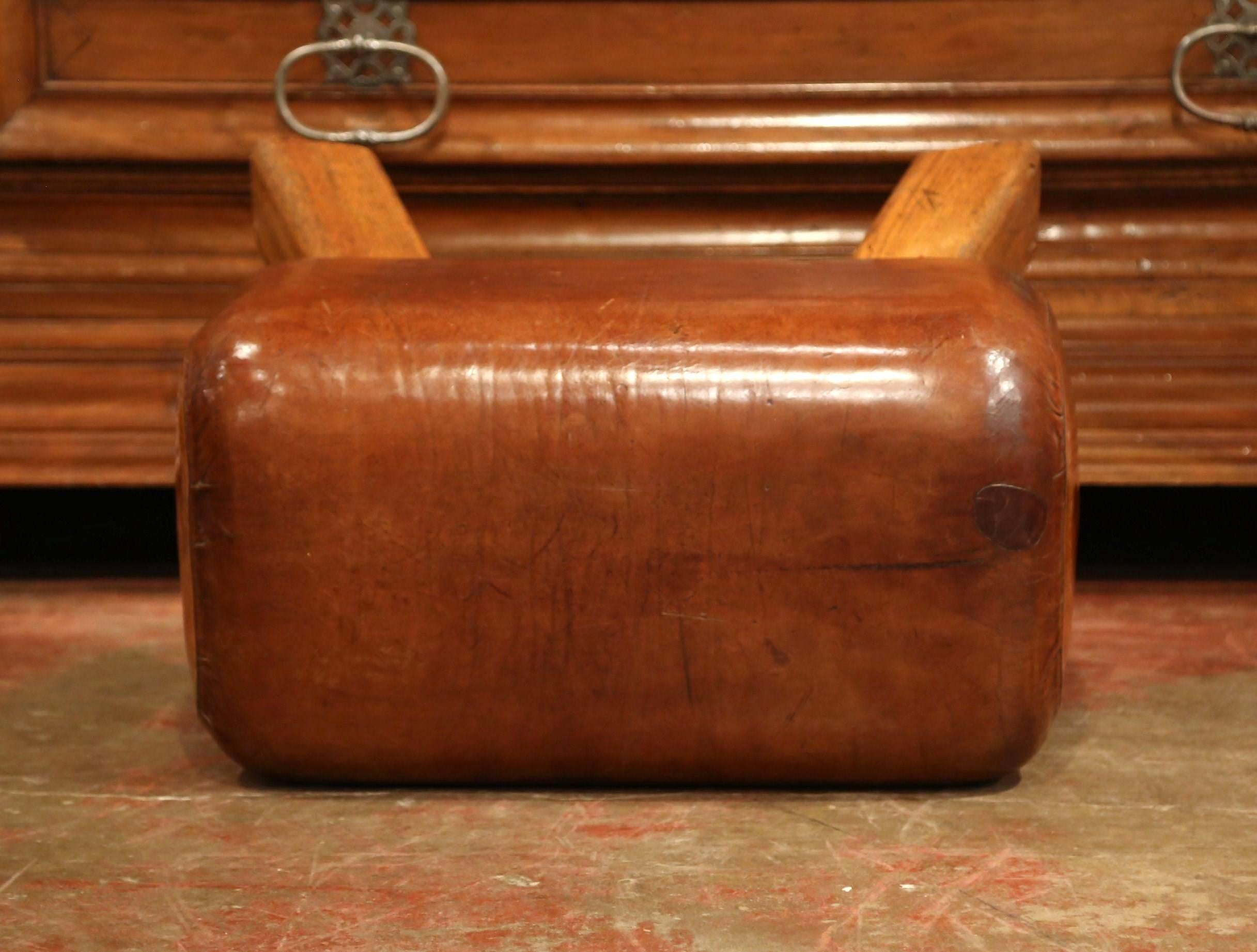 Early 20th Century Czech Patinated Brown Leather Pommel Horse Bench ...