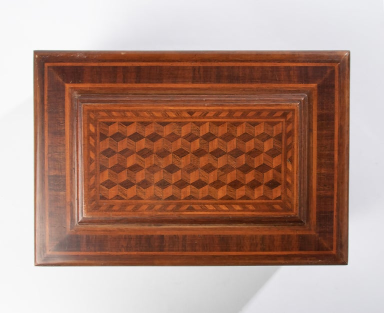 Early 20th Century Decorative Wooden Box Marquetry with Cubic Pattern ...