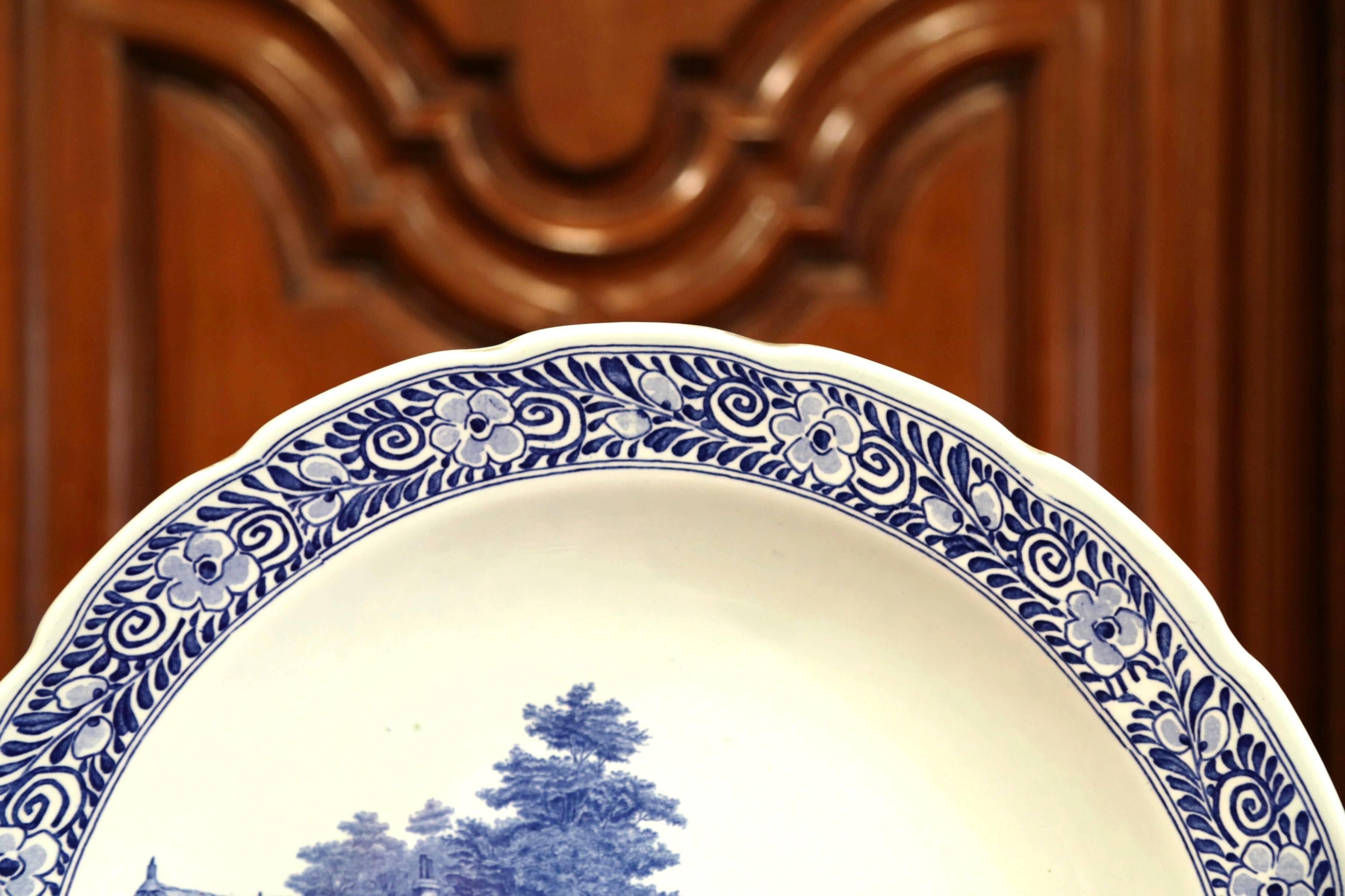 Early 20th Century Dutch Hand Painted Delft Platter with Pastoral Scene ...