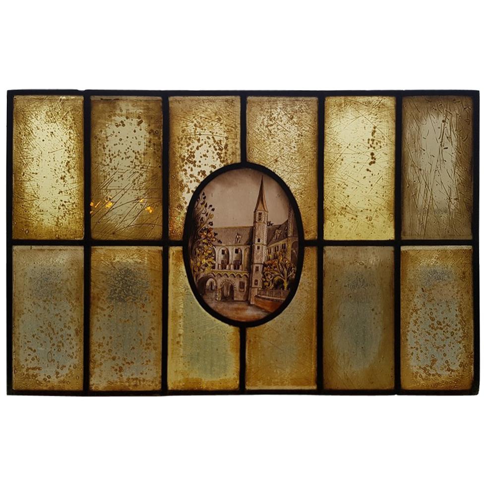 Early 20th Century Dutch Stained Glass Window with Hand-Painted ...