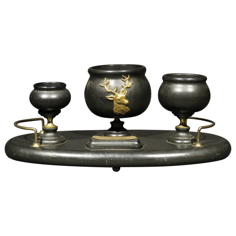 Early 20th Century Ebonized Wooden Desk-Top Smokers Set, Circa 1900 For ...