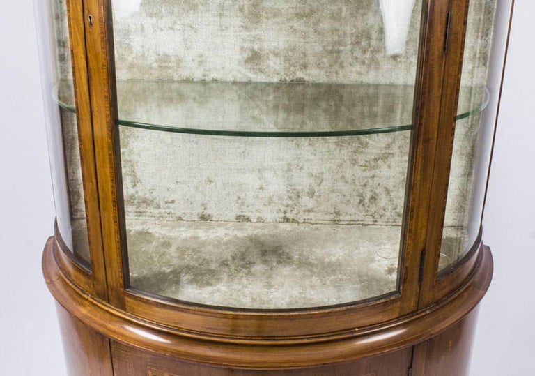 Early 20th Century Edwardian Half Moon Glazed Inlaid Mahogany Display ...