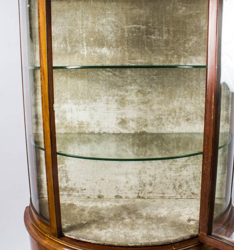 Early 20th Century Edwardian Half Moon Glazed Inlaid Mahogany Display ...