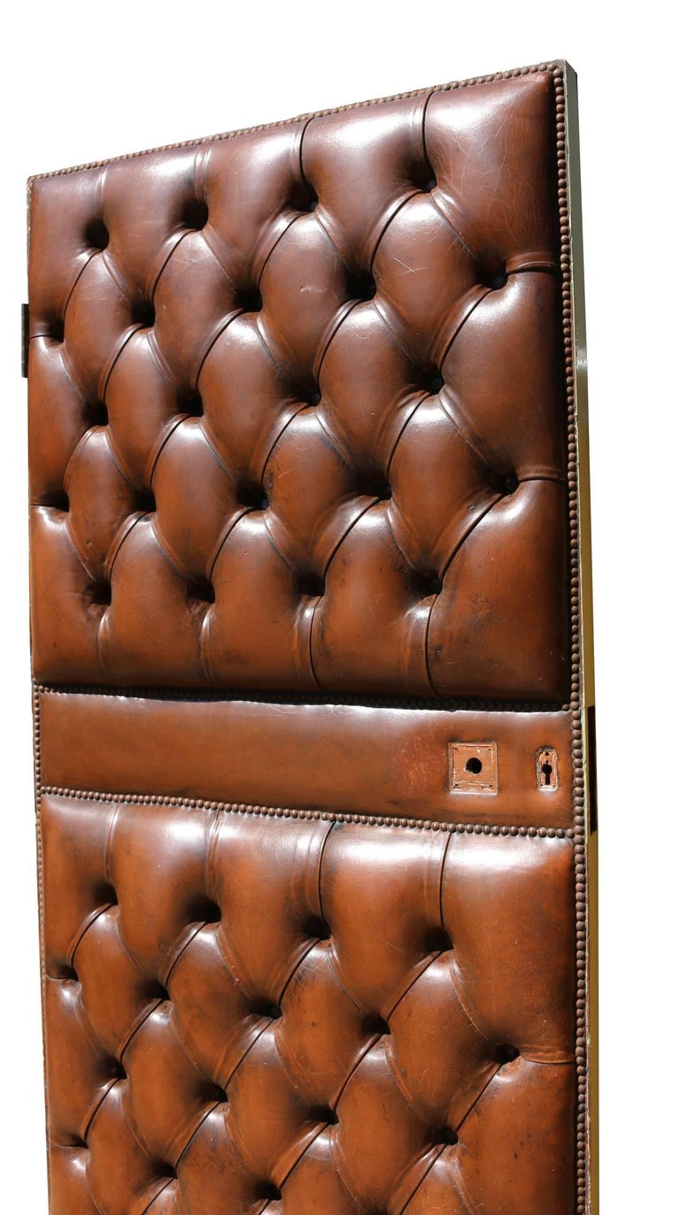 Early 20th Century English Brown Leather Chesterfield Door at 1stDibs