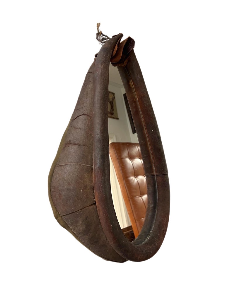 Early 20th Century English Leather Horse Collar Mirror For Sale at 1stDibs