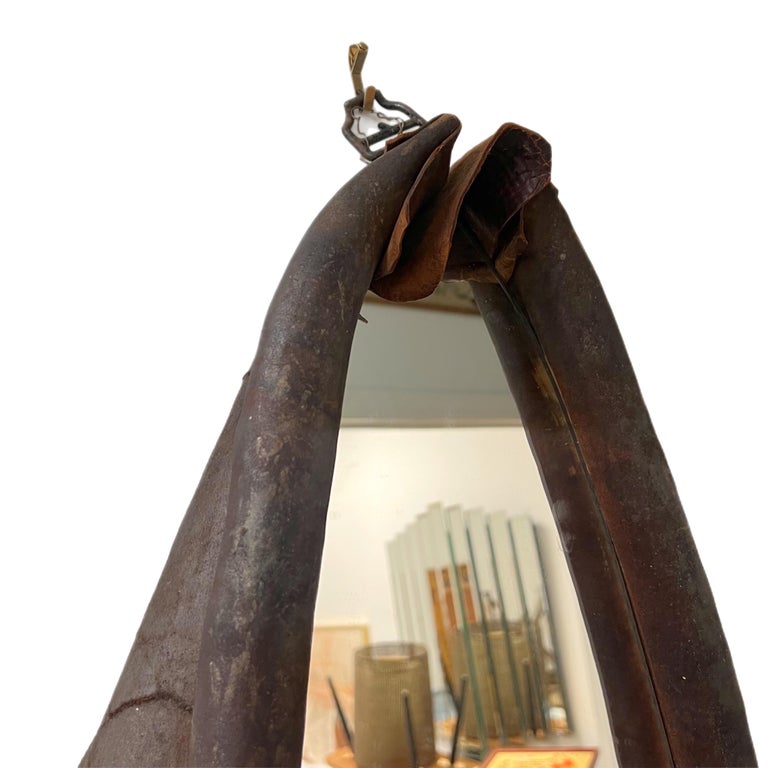 Early 20th Century English Leather Horse Collar Mirror For Sale at 1stDibs