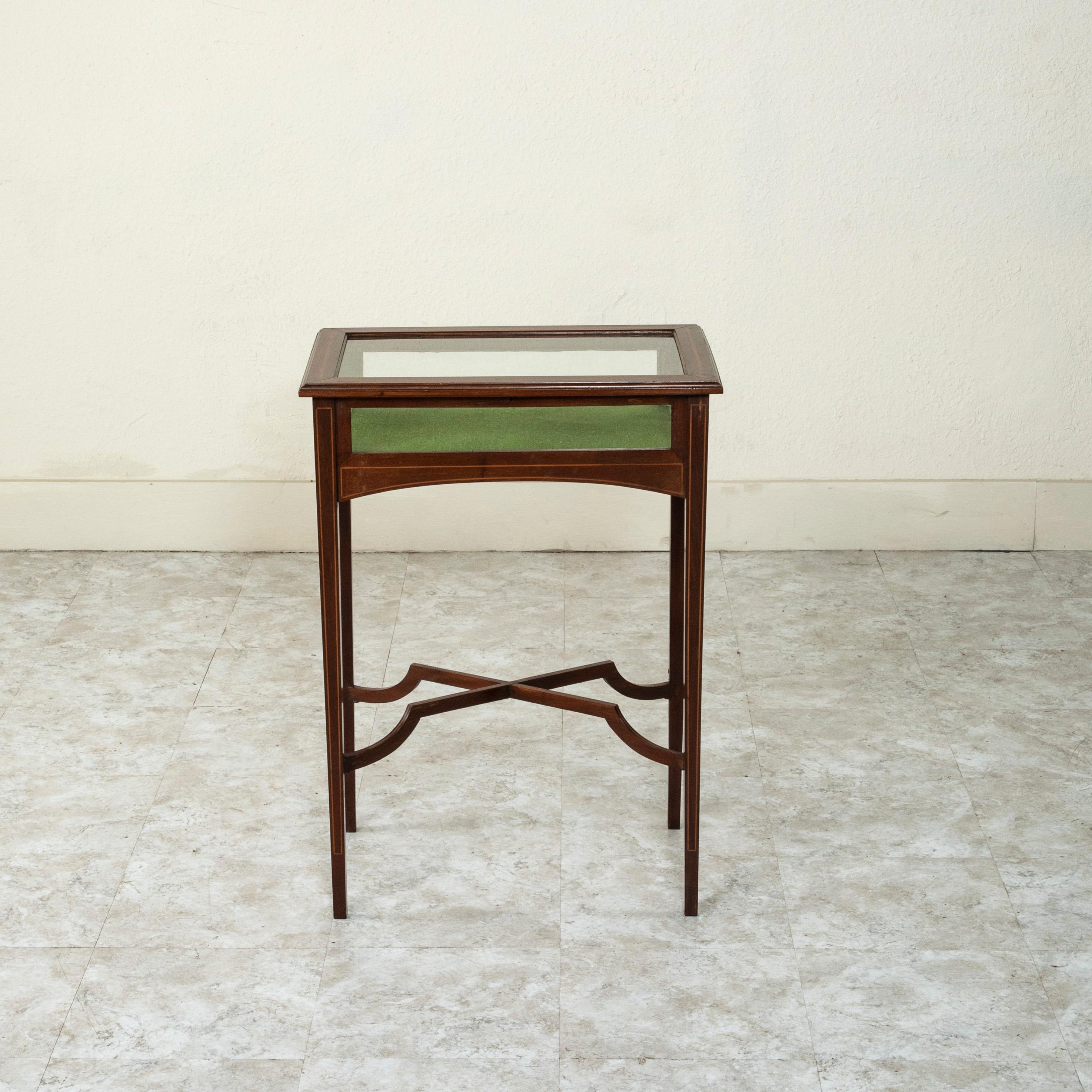 Early 20th Century English Mahogany and Glass Vitrine Table or Display ...
