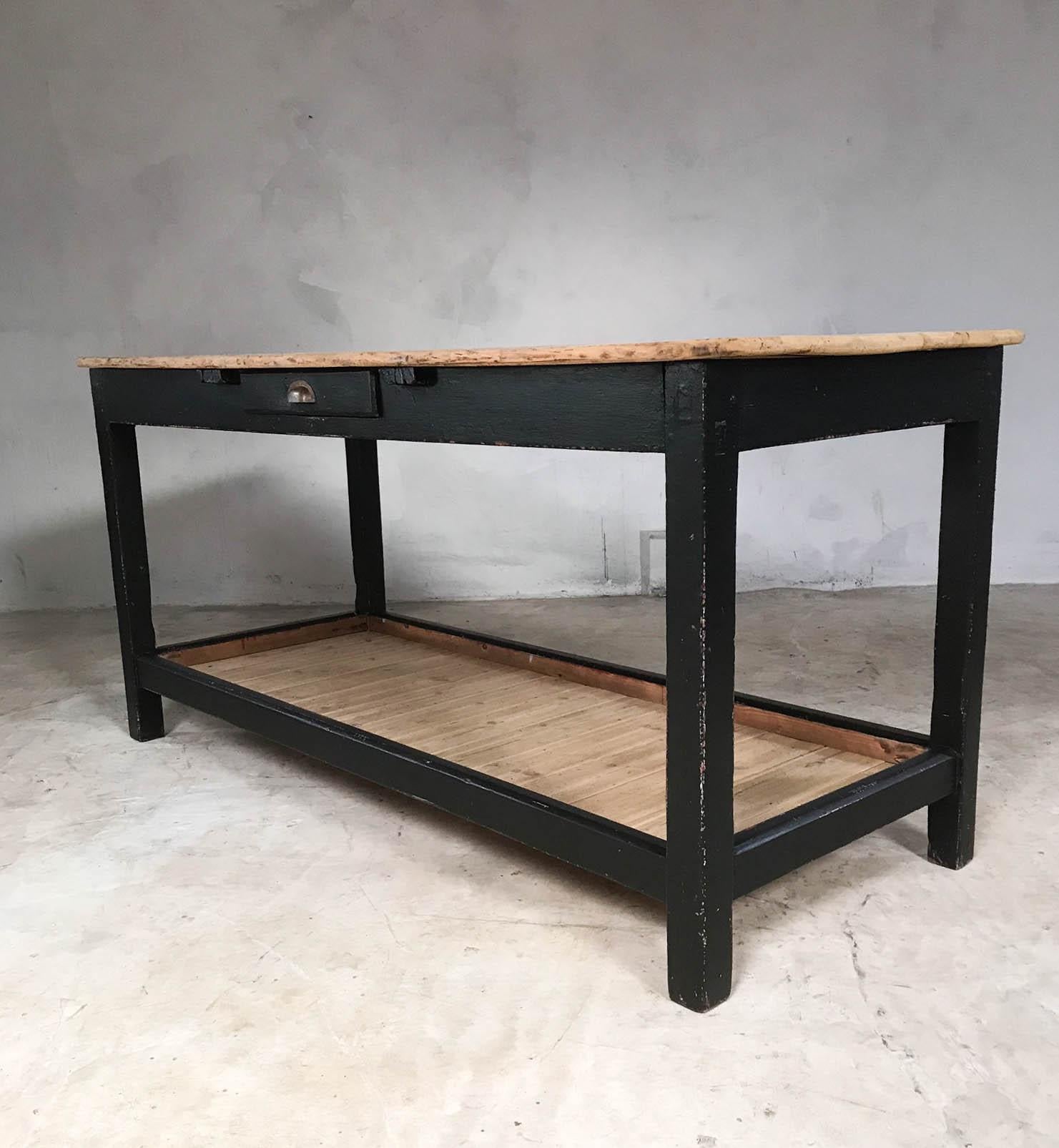 Early 20th Century English Pine Rustic Farmhouse Potting Table Kitchen ...