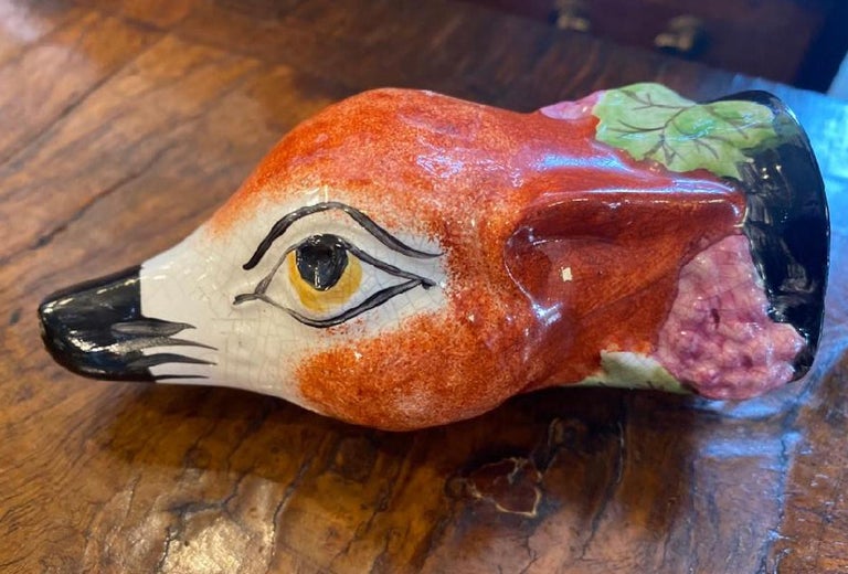 Early 20th Century English Porcelain Fox with Grape Motif Stirrup Cup ...