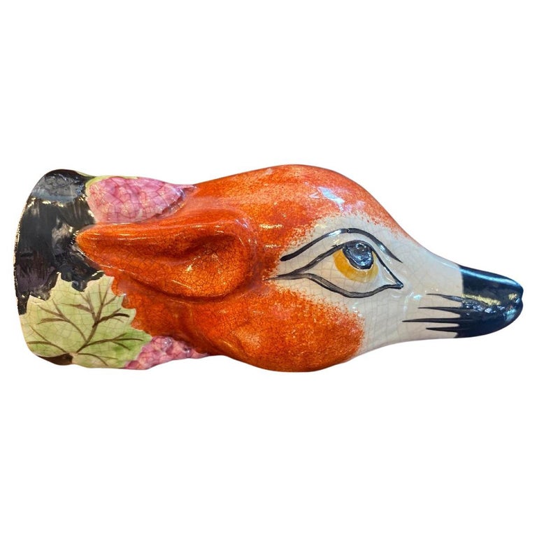 Early 20th Century English Porcelain Fox with Grape Motif Stirrup Cup ...