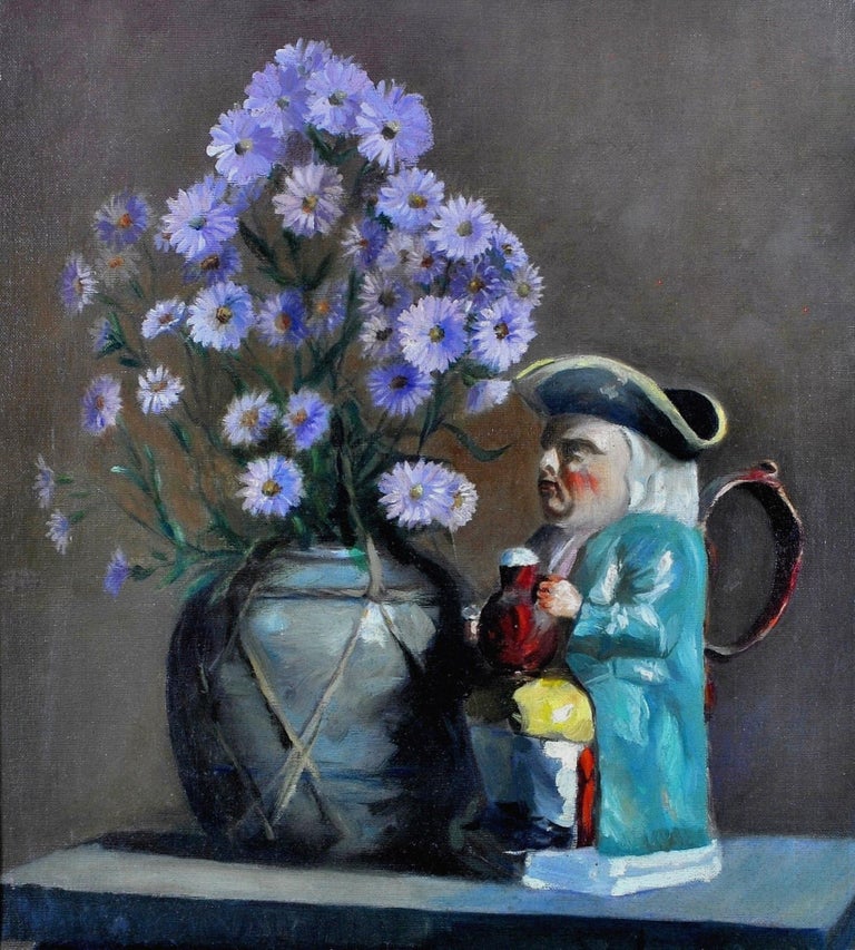 Early 20th Century English School - Flowers and Toby Jug - English Oil ...