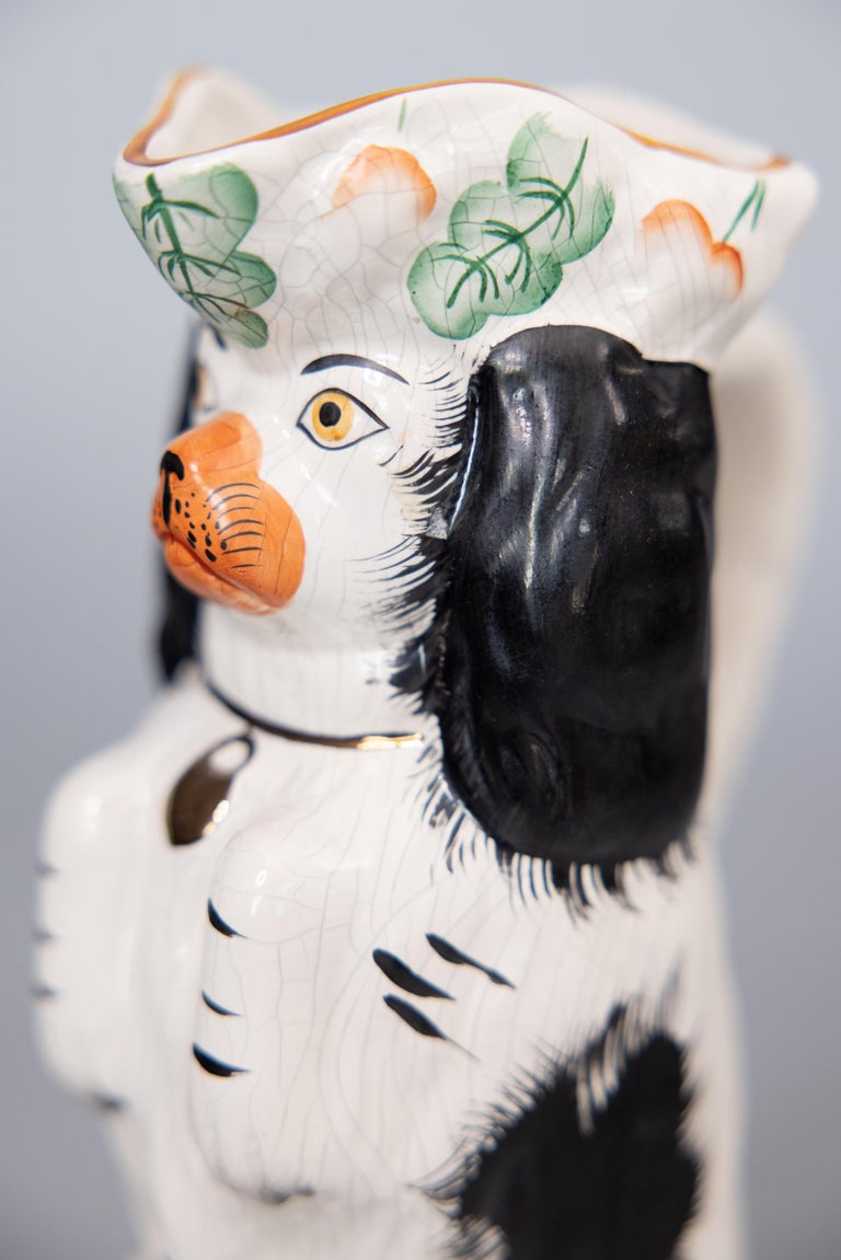 Early 20th Century English Staffordshire Spaniel Dog Pitcher For Sale ...