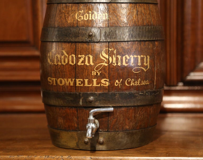 Early 20th Century English Carved Oak and Metal Cream Sherry Barrel at ...