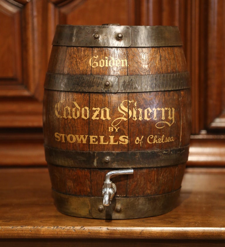 Early 20th Century English Carved Oak and Metal Cream Sherry Barrel at ...