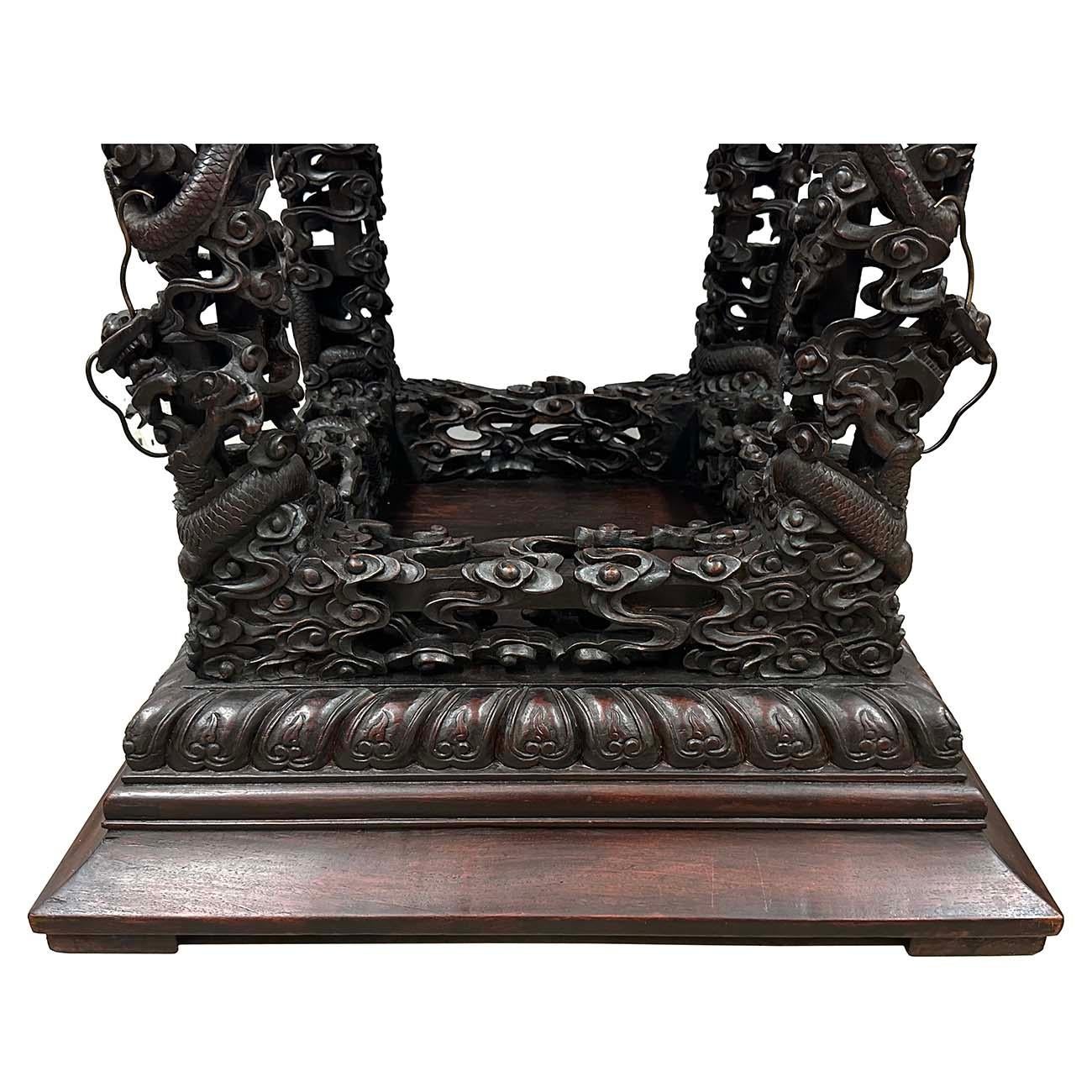 Early 20th Century Extraordinary Antique Carved Hardwood Dragon Stand ...