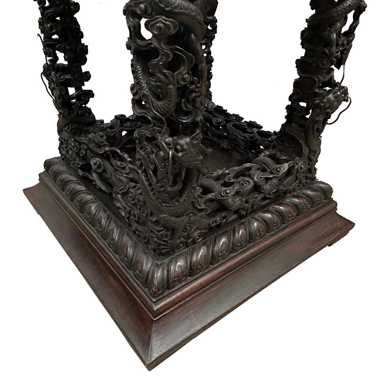 Early 20th Century Extraordinary Antique Carved Hardwood Dragon Stand ...