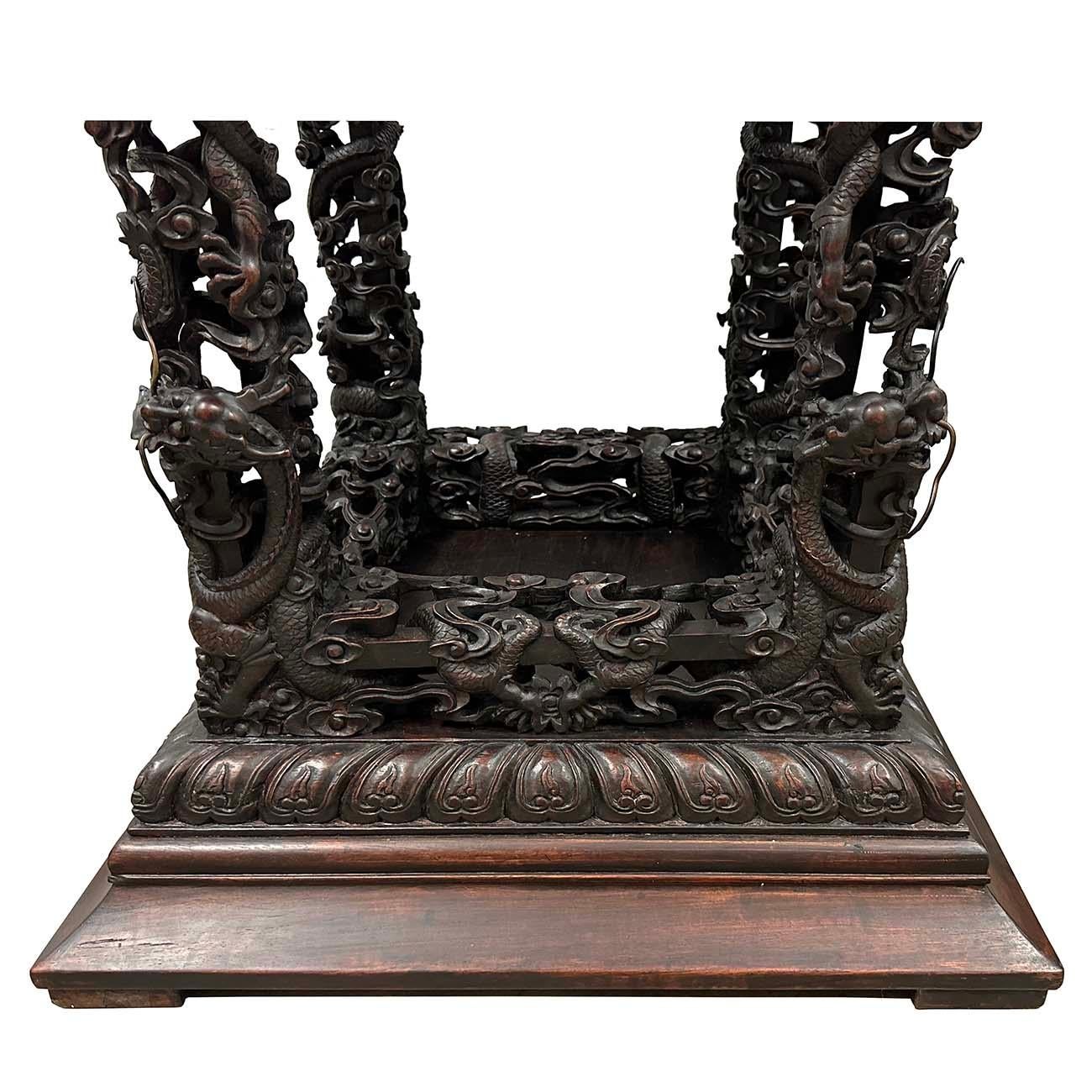 Early 20th Century Extraordinary Antique Carved Hardwood Dragon Stand ...