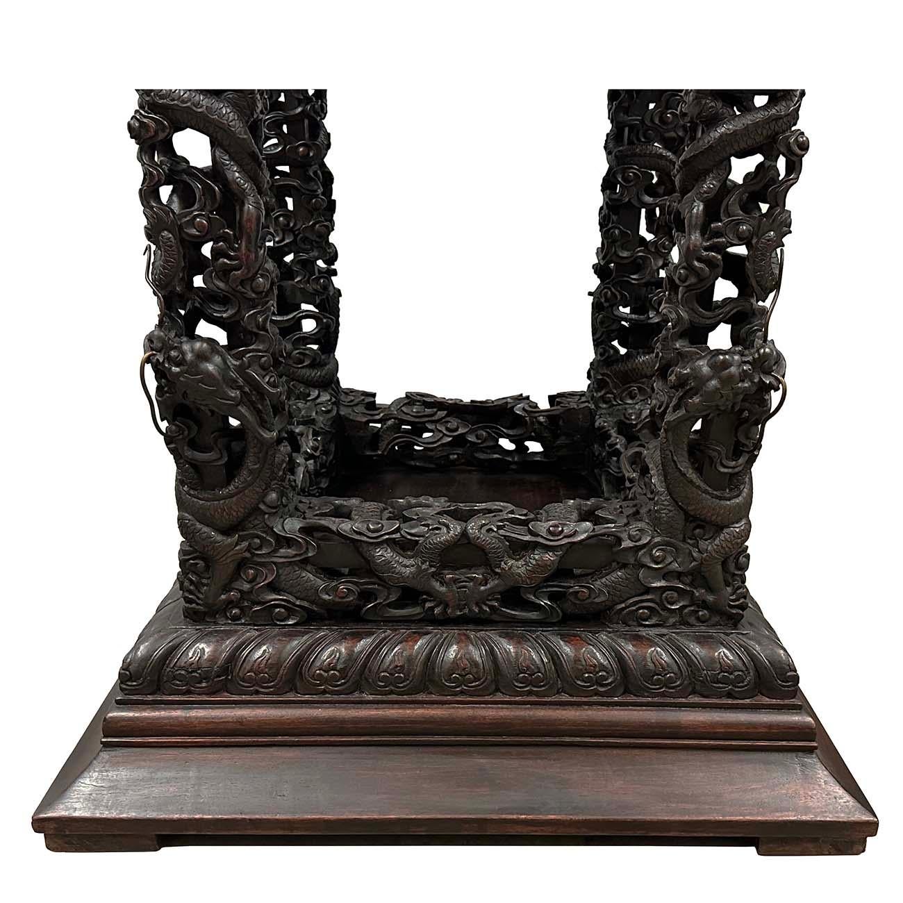 Early 20th Century Extraordinary Antique Carved Hardwood Dragon Stand ...