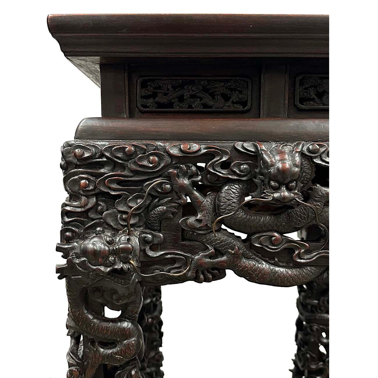 Early 20th Century Extraordinary Antique Carved Hardwood Dragon Stand ...