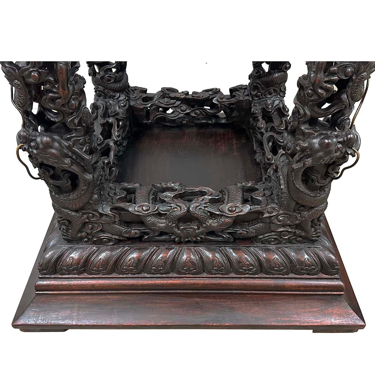 Early 20th Century Extraordinary Antique Carved Hardwood Dragon Stand ...