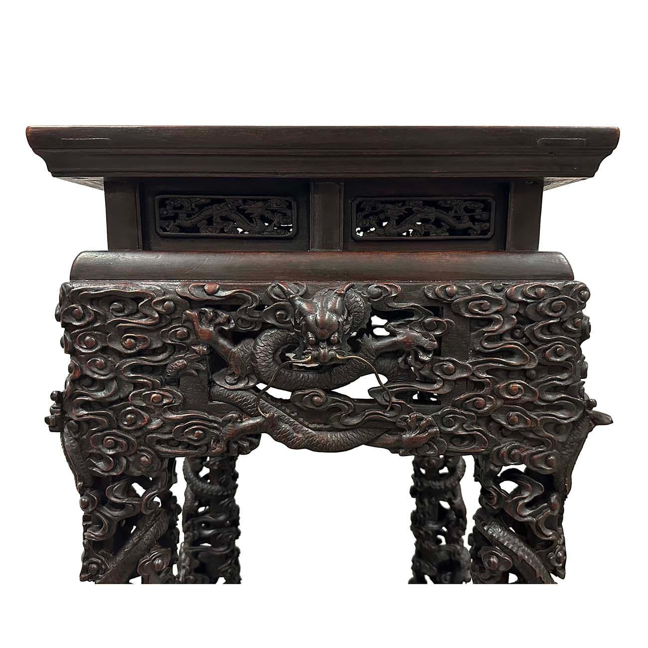 Early 20th Century Extraordinary Antique Carved Hardwood Dragon Stand ...