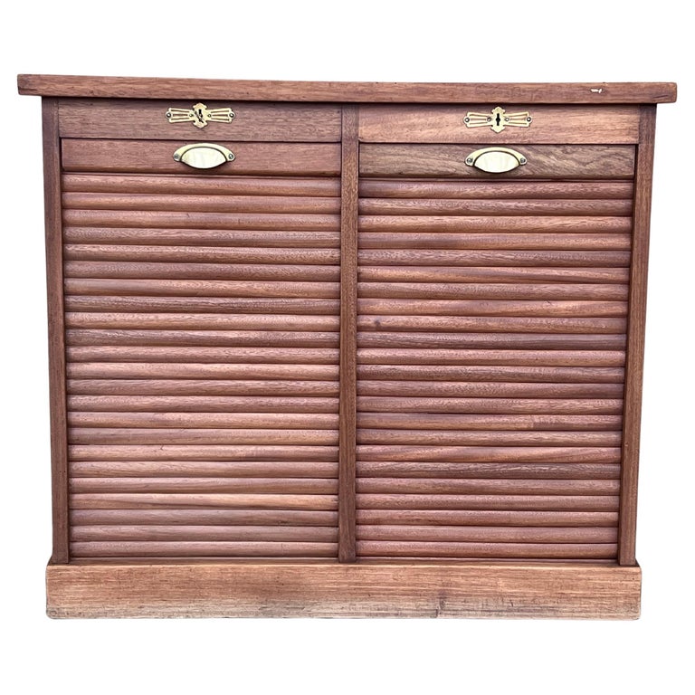 Early 20th Century Filing Cabinet With Two Roller Louver Door and Ten ...