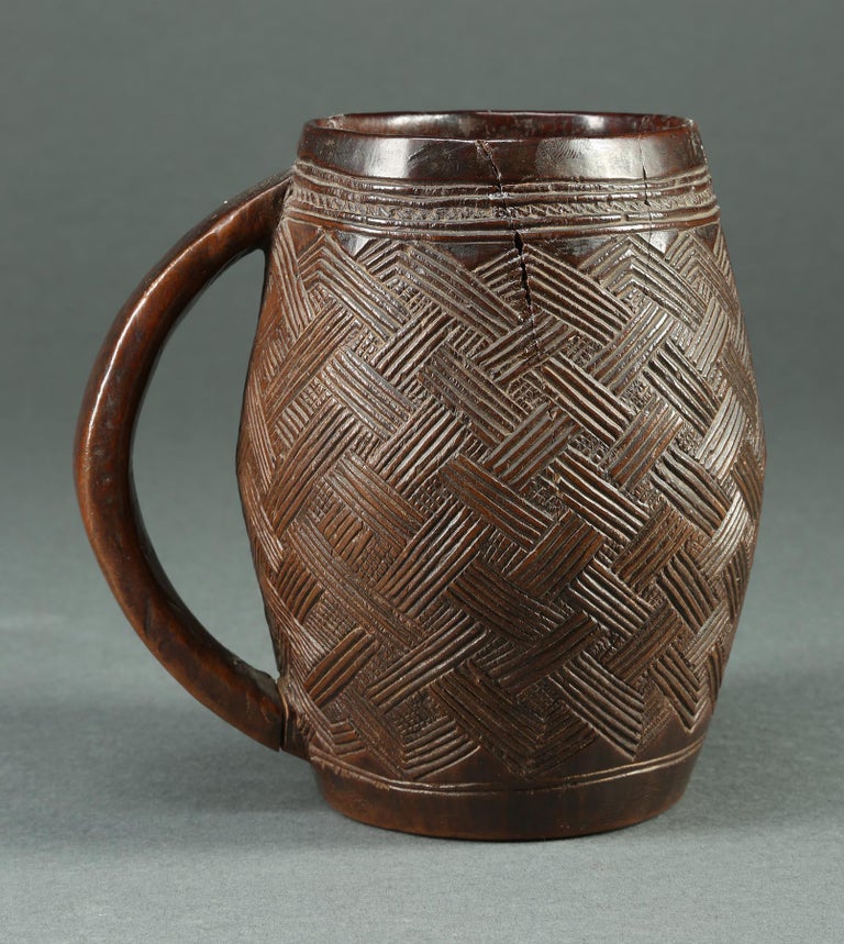 Early 20th Century Finely Carved Wood Kuba Cup with Geometric Designs ...